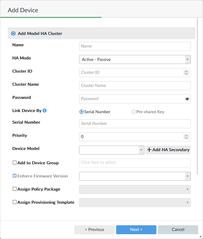 Adding a model FortiGate HA cluster | FortiManager 6.4.12 | Fortinet Document Library